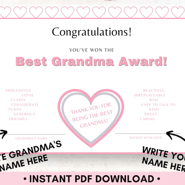 Grandparents Day Certificate - Etsy