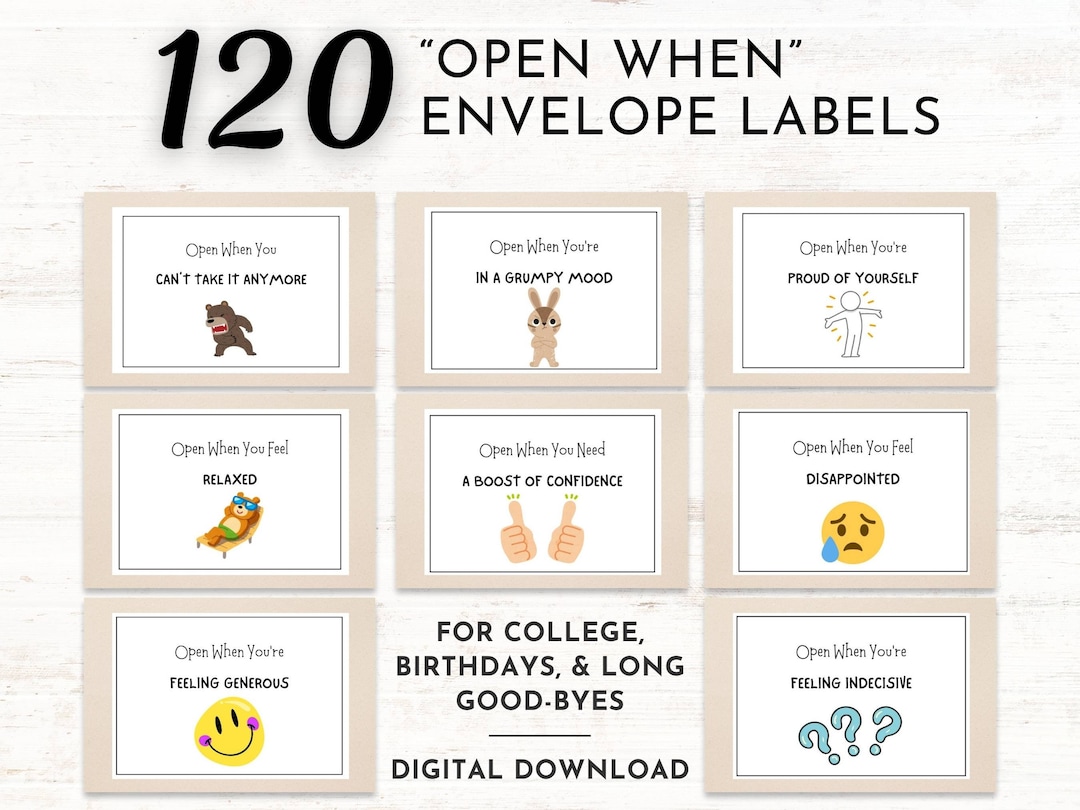 Open When Letter Labels: College, Birthday, Graduation (digital ...