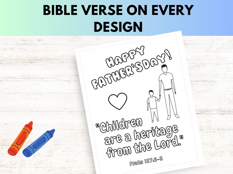 Christian Father's Day Cards for Kids to Color, DIY Gift for Dad With ...