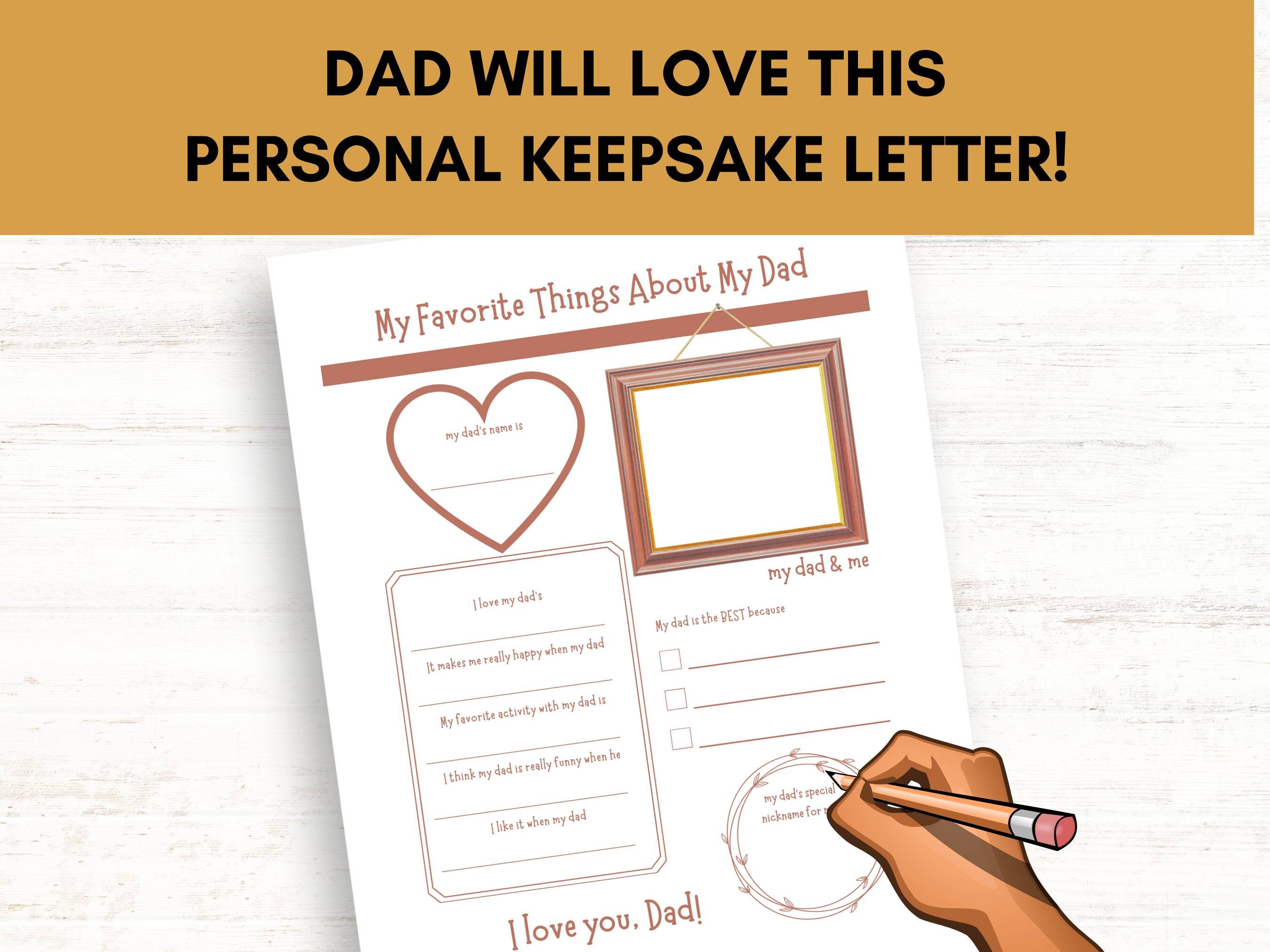 Printable my Favorite Things About My Dad Gift, Last-minute Gift for ...