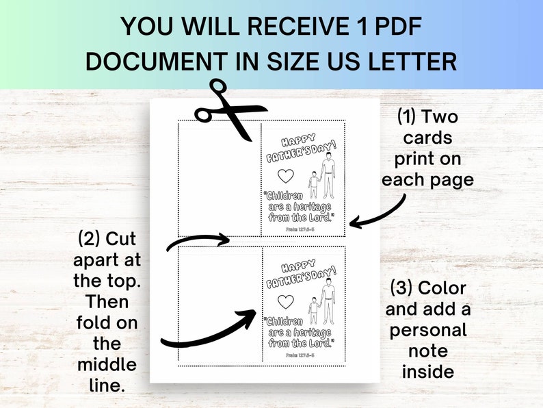 Christian Father's Day Cards for Kids to Color, DIY Gift for Dad With ...
