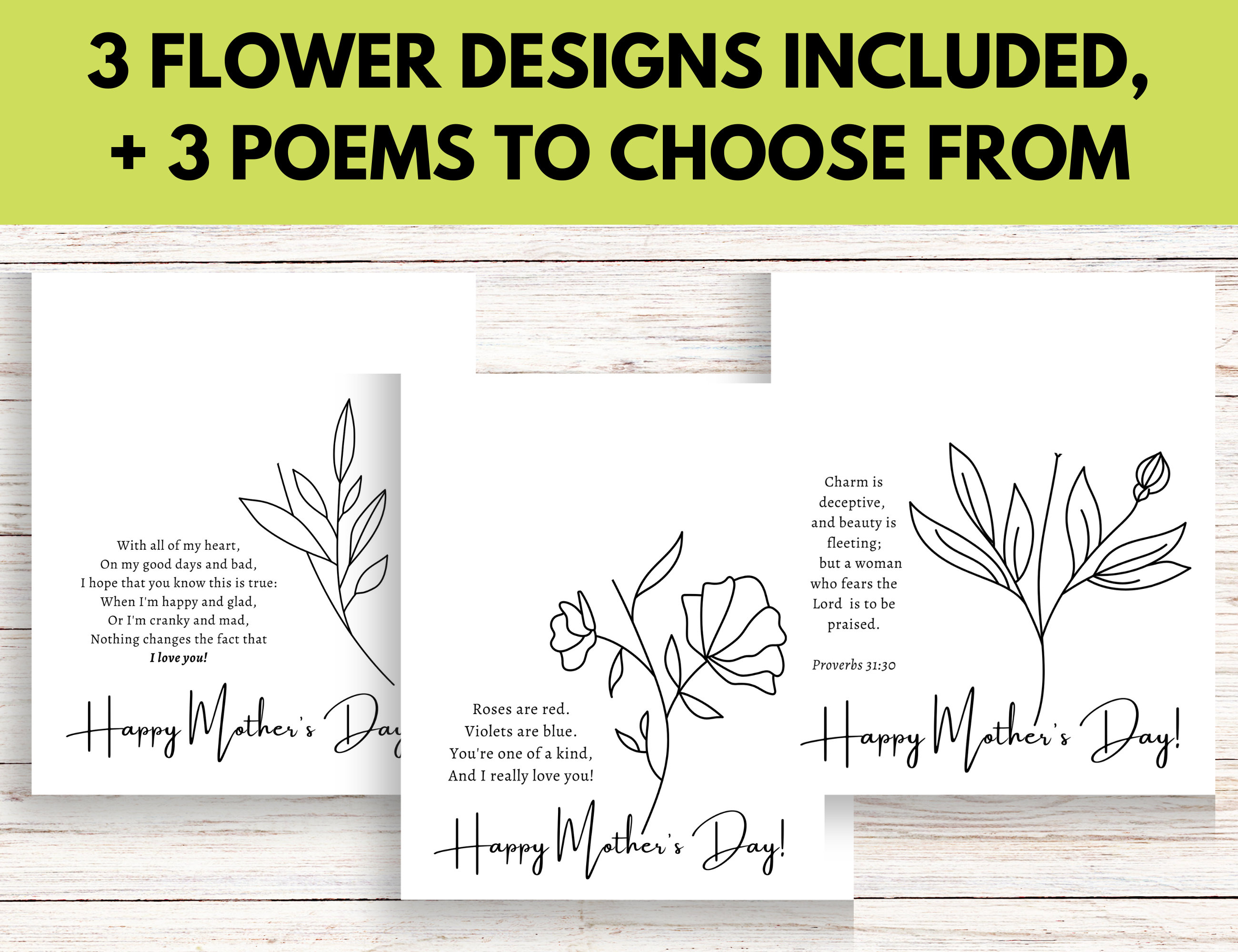 Mother's Day Handprint Printable Flower Cards, DIY Mother's Day Gift ...