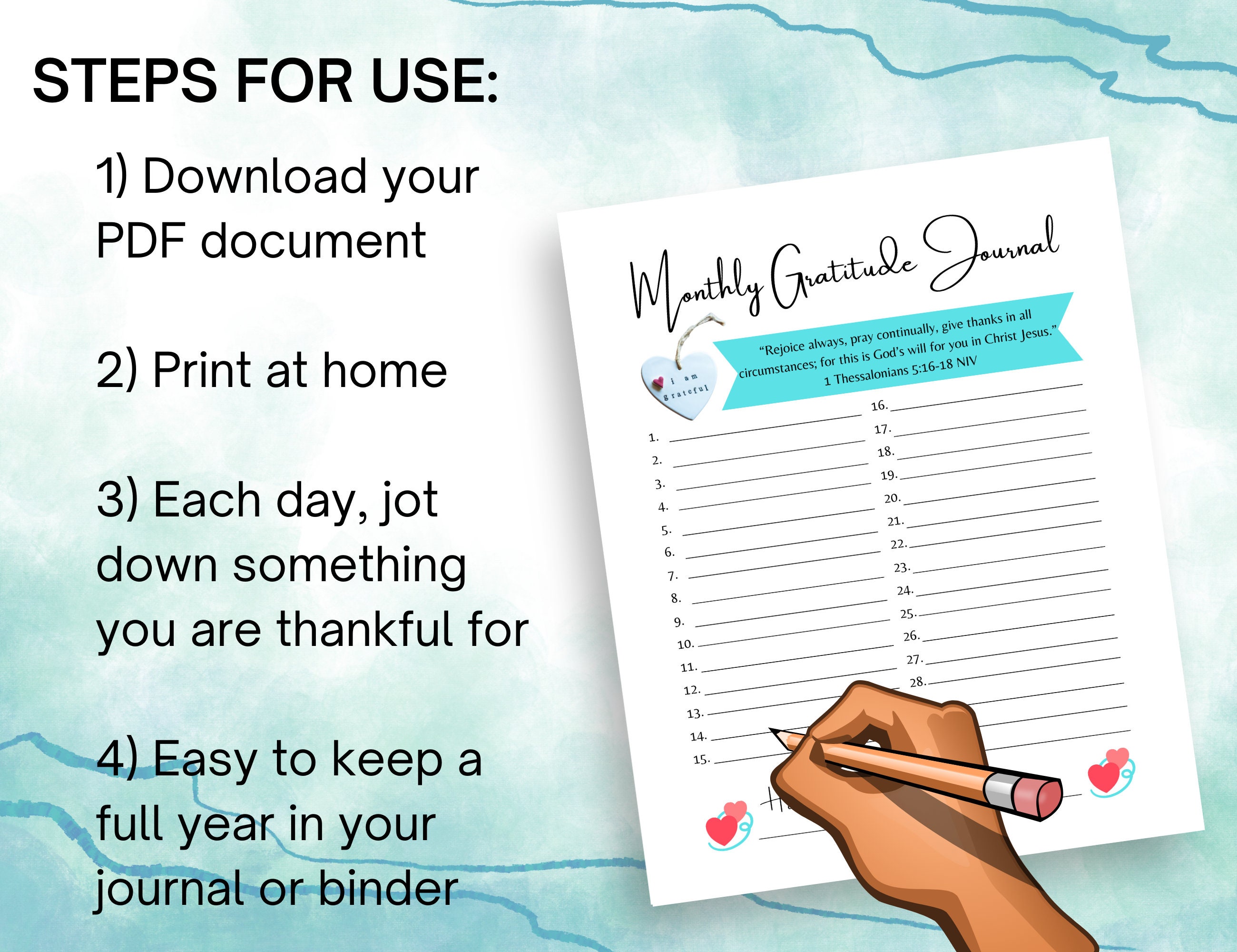 Gratitude Journal Printable for Christian Women 31 Day - Etsy