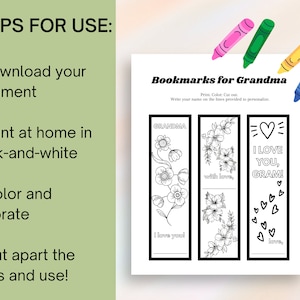 Mother's Day Gift for Grandma, Printable Bookmarks to Color and ...