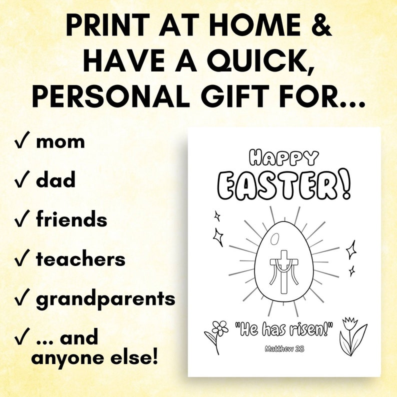 Religious Easter Cards for Kids to Color, Print at Home for Easy Kids ...