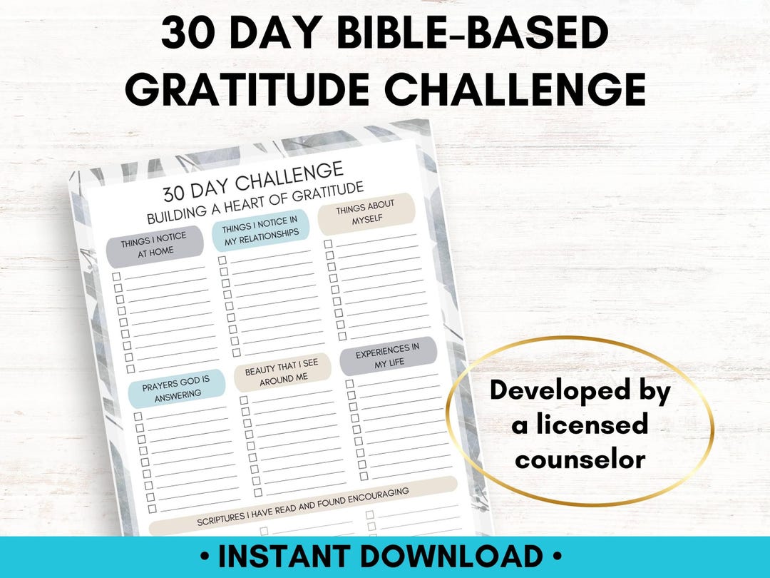 30-day Christian Gratitude Journal: Bible-based Challenge (PDF Download ...