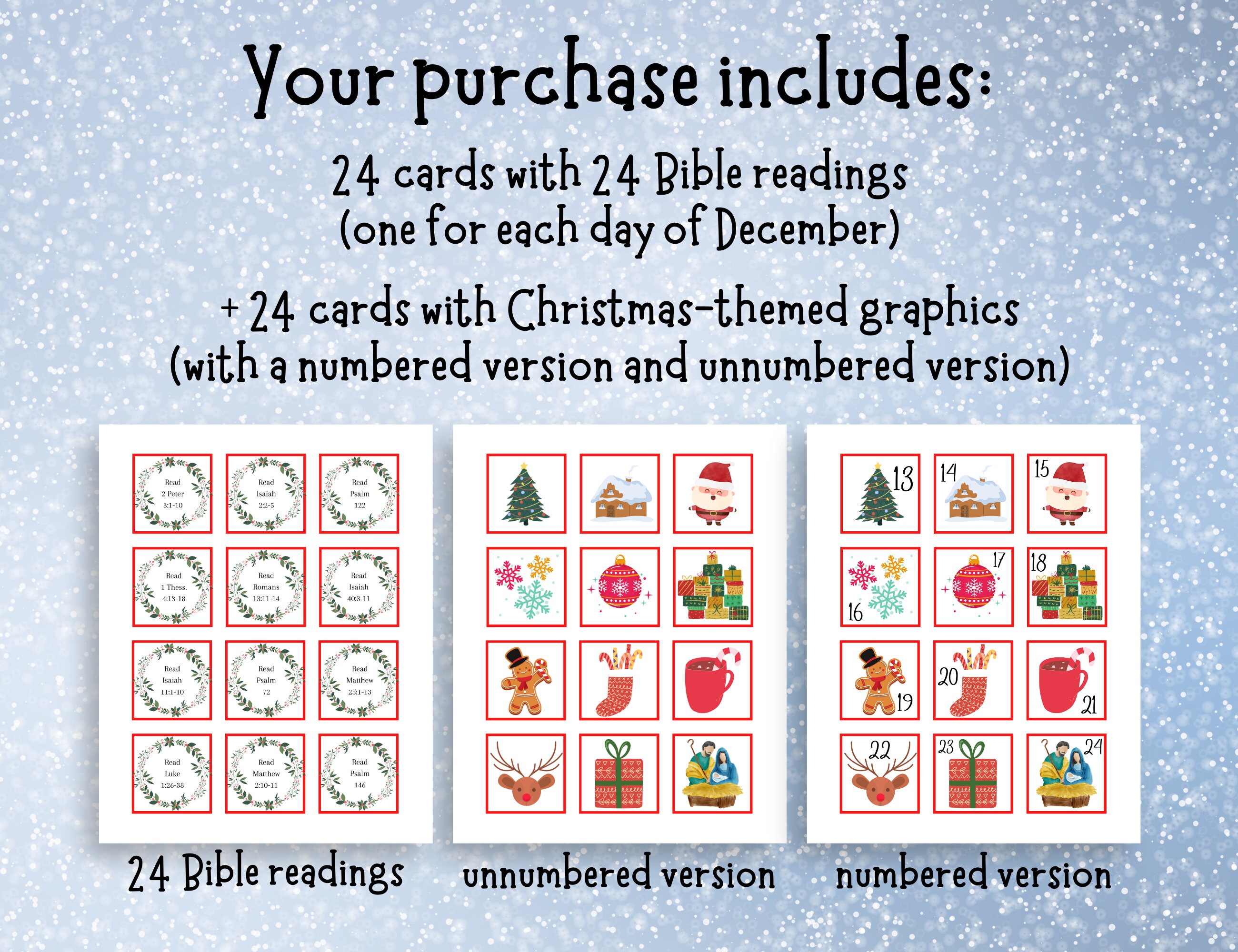 Printable Advent Calendar or Christmas Countdown Cards, Fun Christmas ...