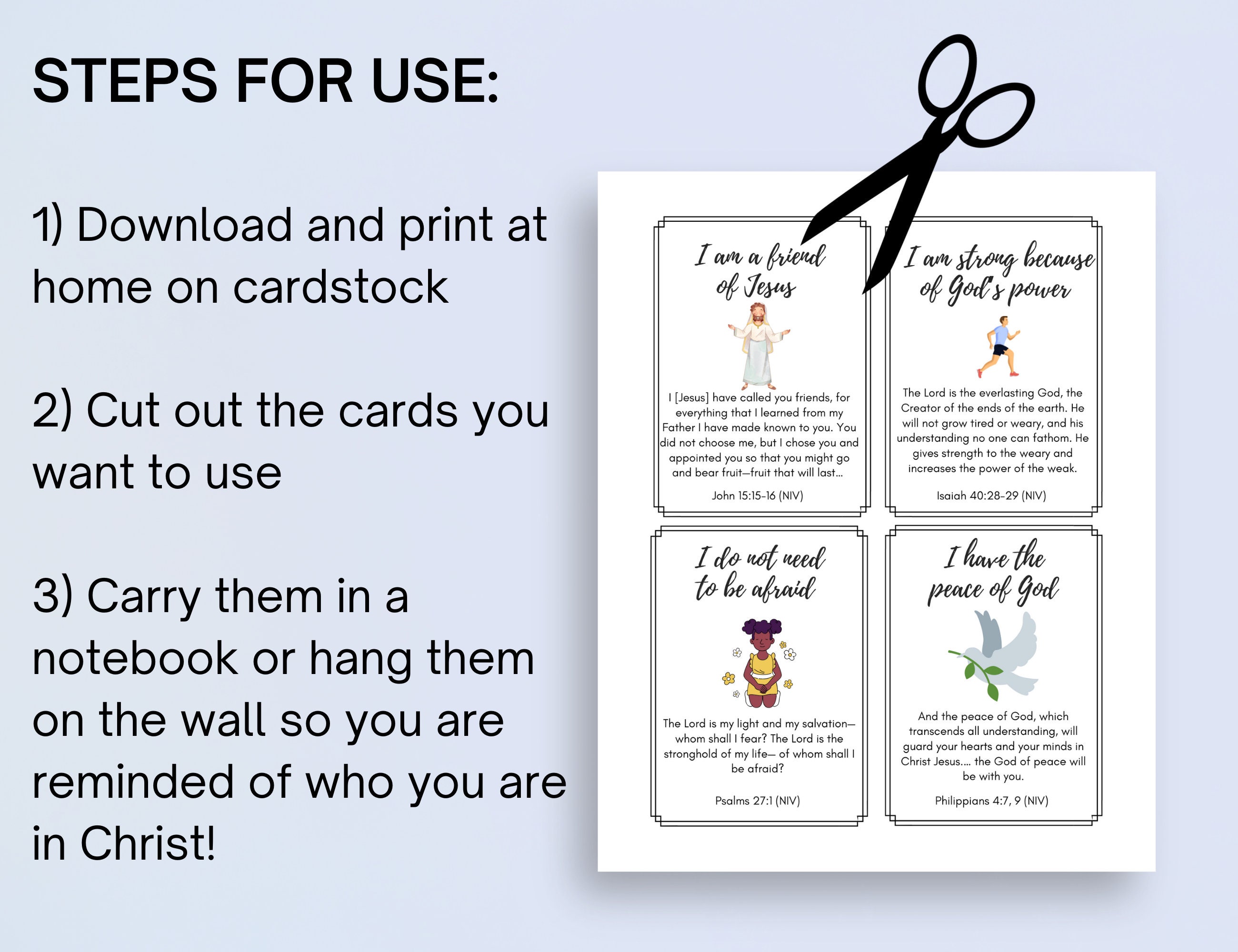 Printable Affirmation Cards for Christians, Scripture Affirmations ...