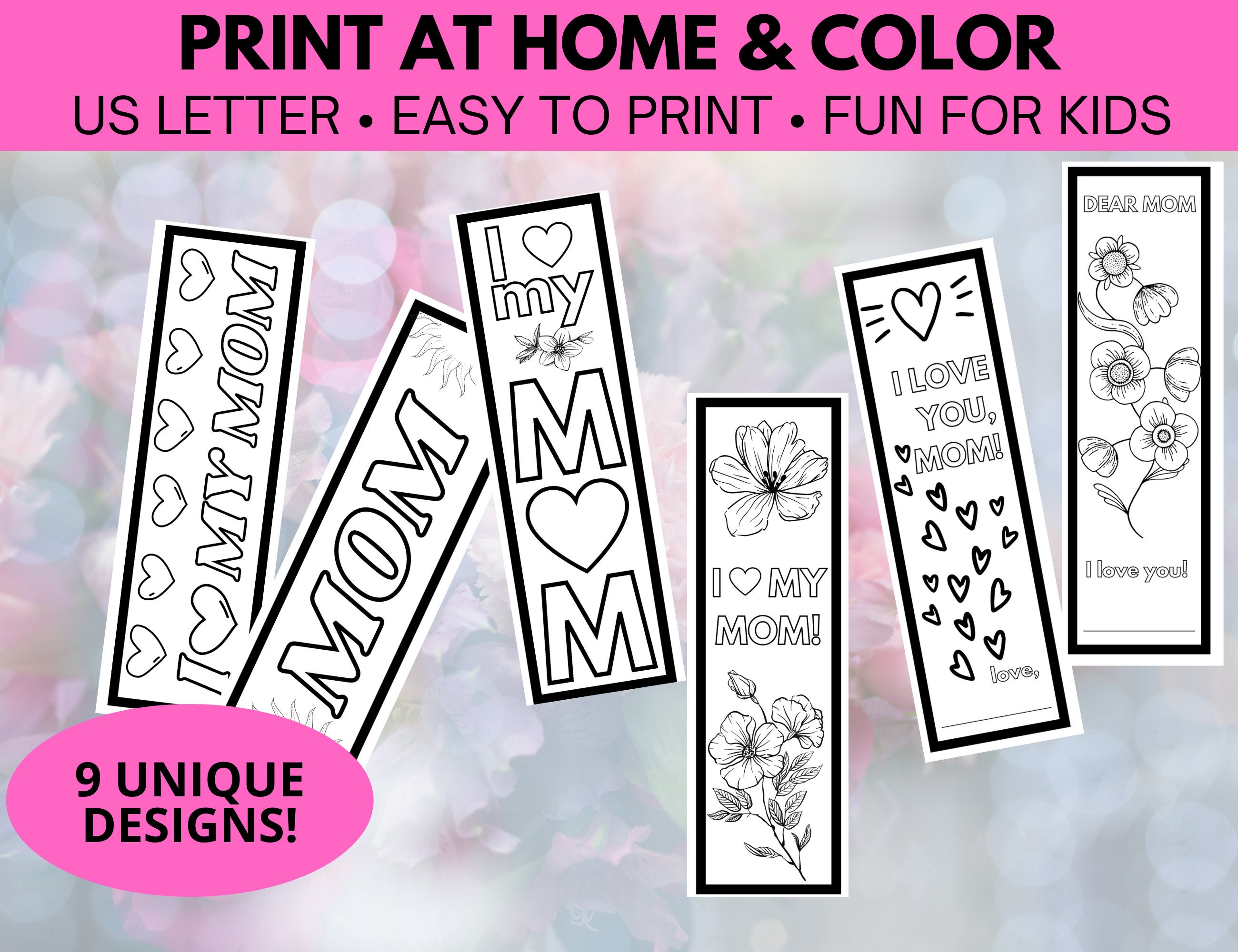 Printable Bookmarks for Mom That Kids Can Color and Personalize, Great ...