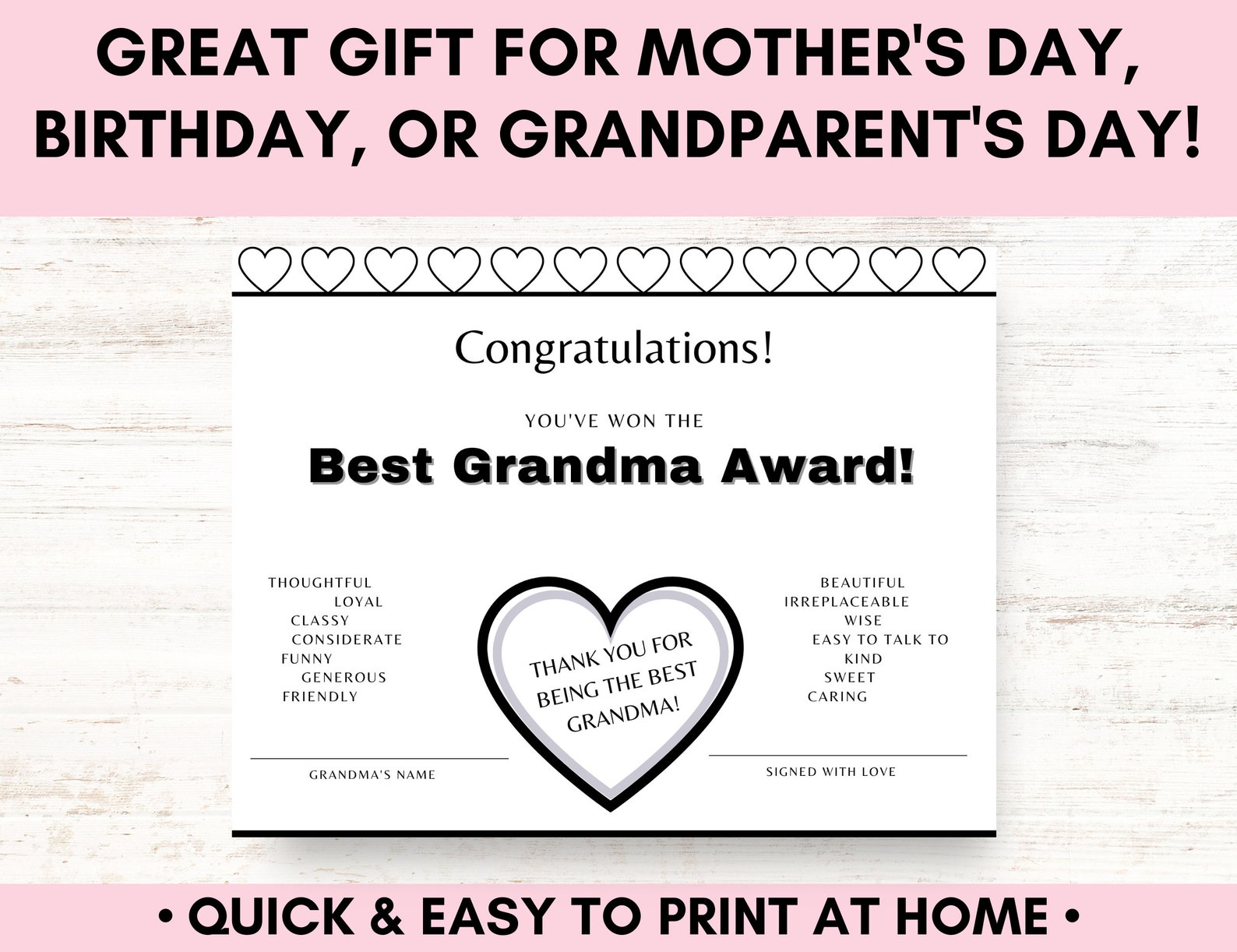 Best Grandma Award Certificate, Great Last Minute Gift, Mother's Day ...