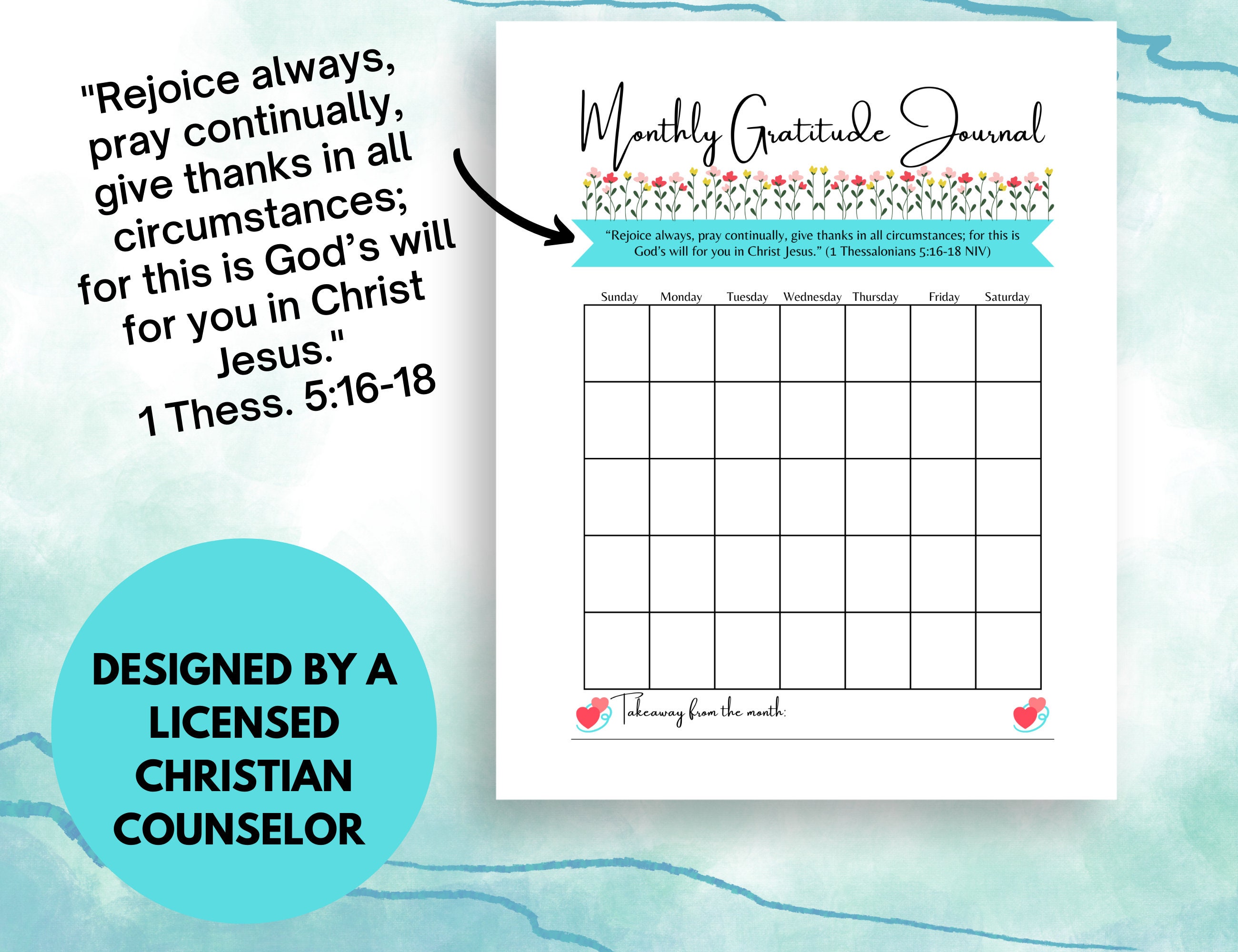 Gratitude Journal Printable for Christian Women, 31 Day Gratitude List ...