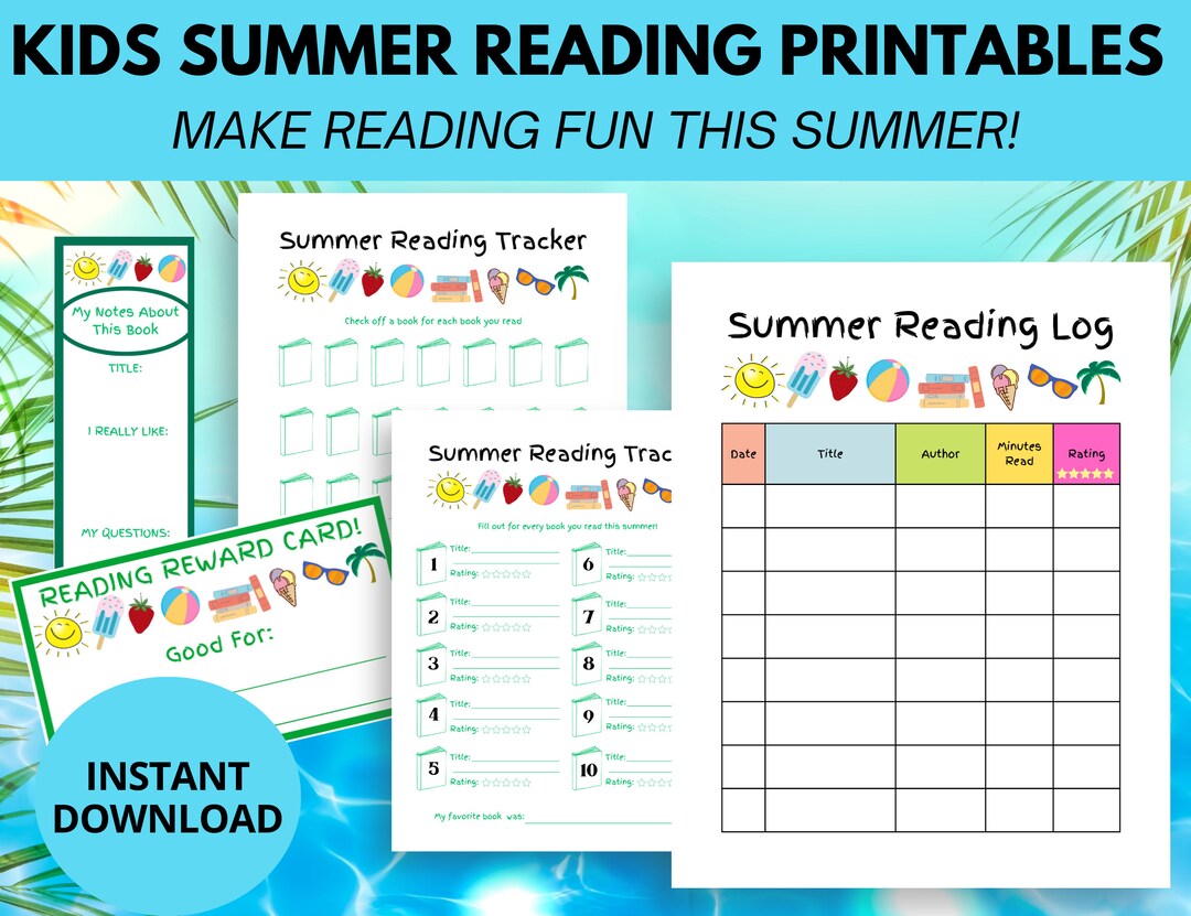 Printable Summer Reading Kit for Kids, Full Color Reading Log and ...