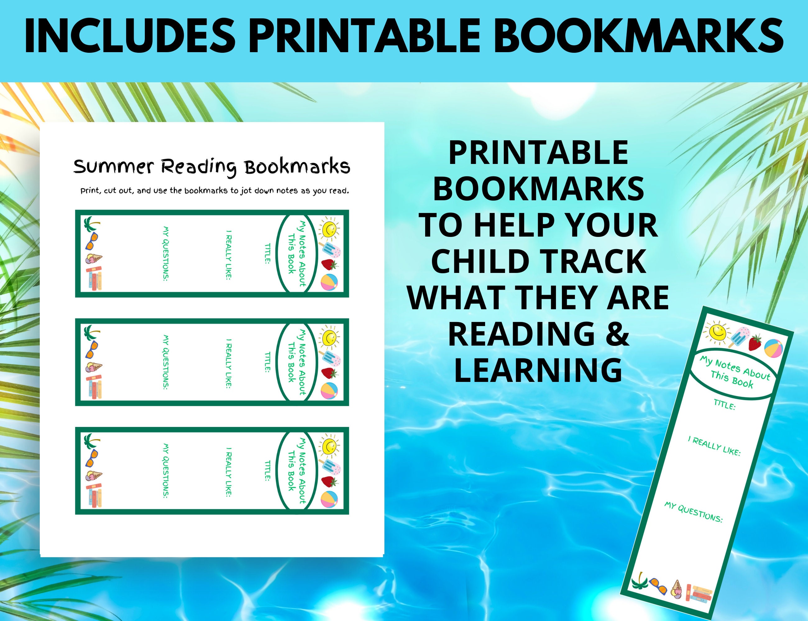 Printable Summer Reading Kit for Kids, Full Color Reading Log and ...