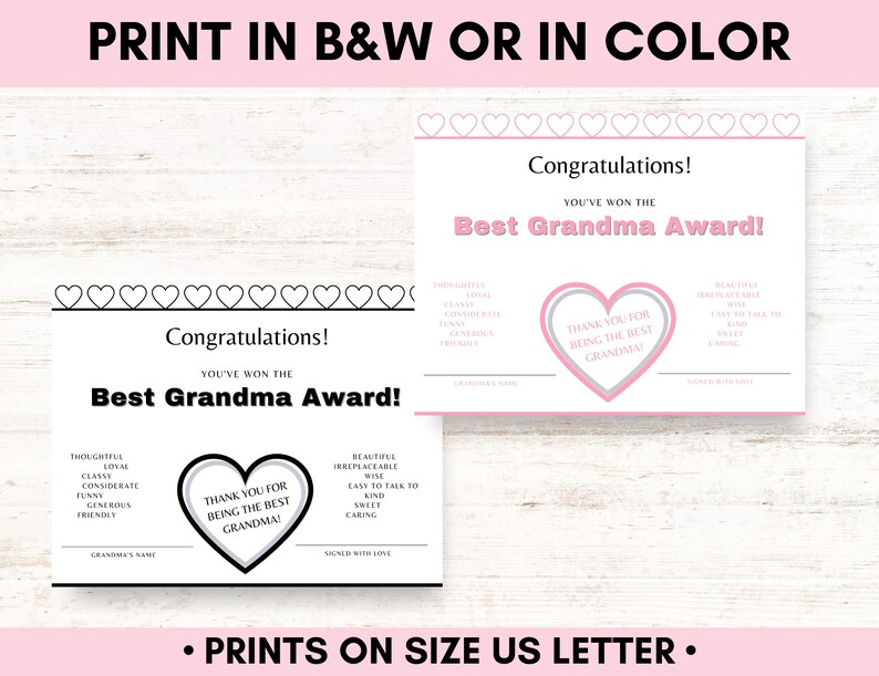 Best Grandma Award Certificate, Great Last Minute Gift, Mother's Day ...