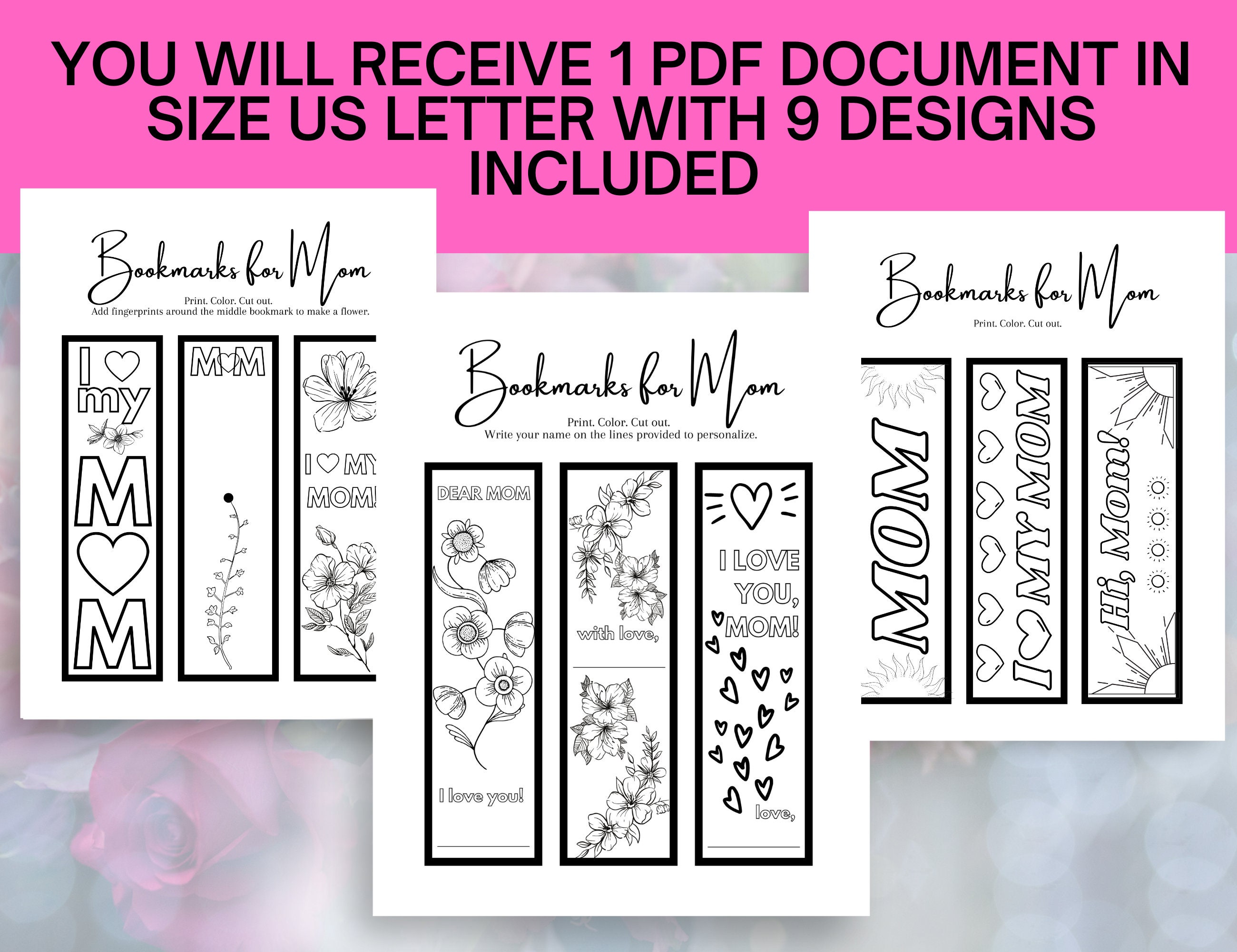 Printable Bookmarks for Mom That Kids Can Color and Personalize, Great ...