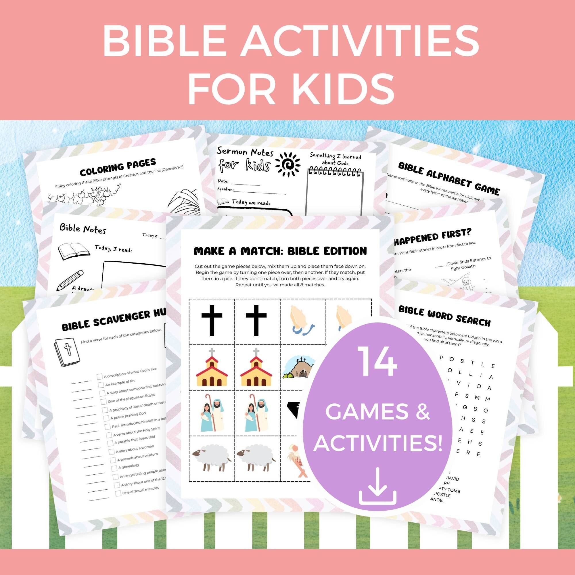 Bible Games and Activities for Kids, Easter Instant Download, Great ...