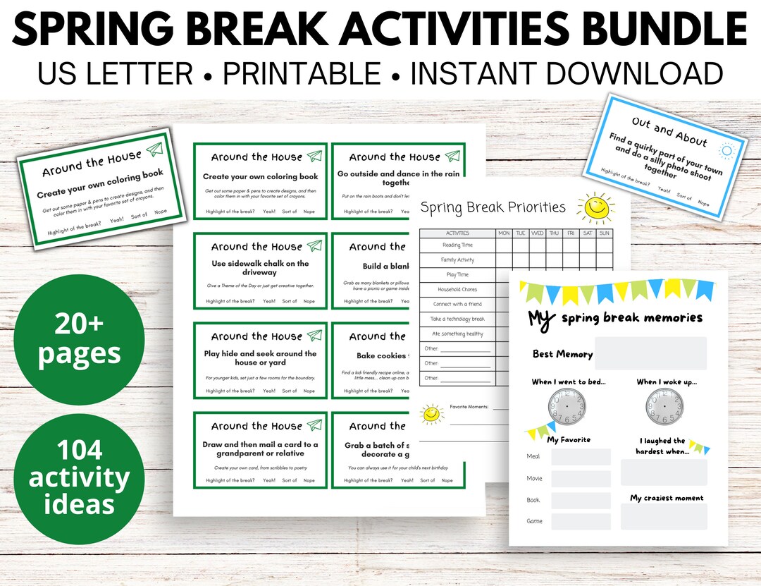 Spring Break Printable Kids Activity Bundle - Etsy