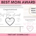 Best Mom Award Certificate, Great Last Minute Gift, Mother's Day and ...