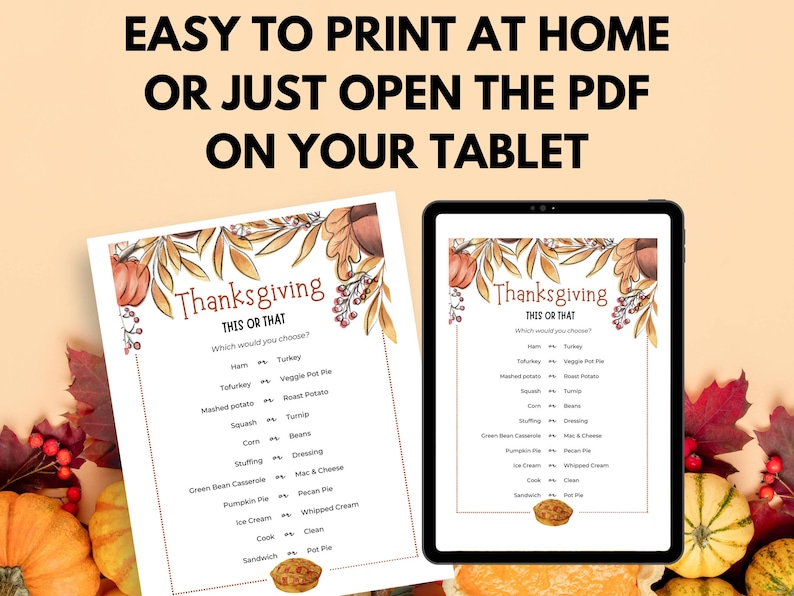 This or That Thanksgiving Game, Printable Family-friendly Thanksgiving ...