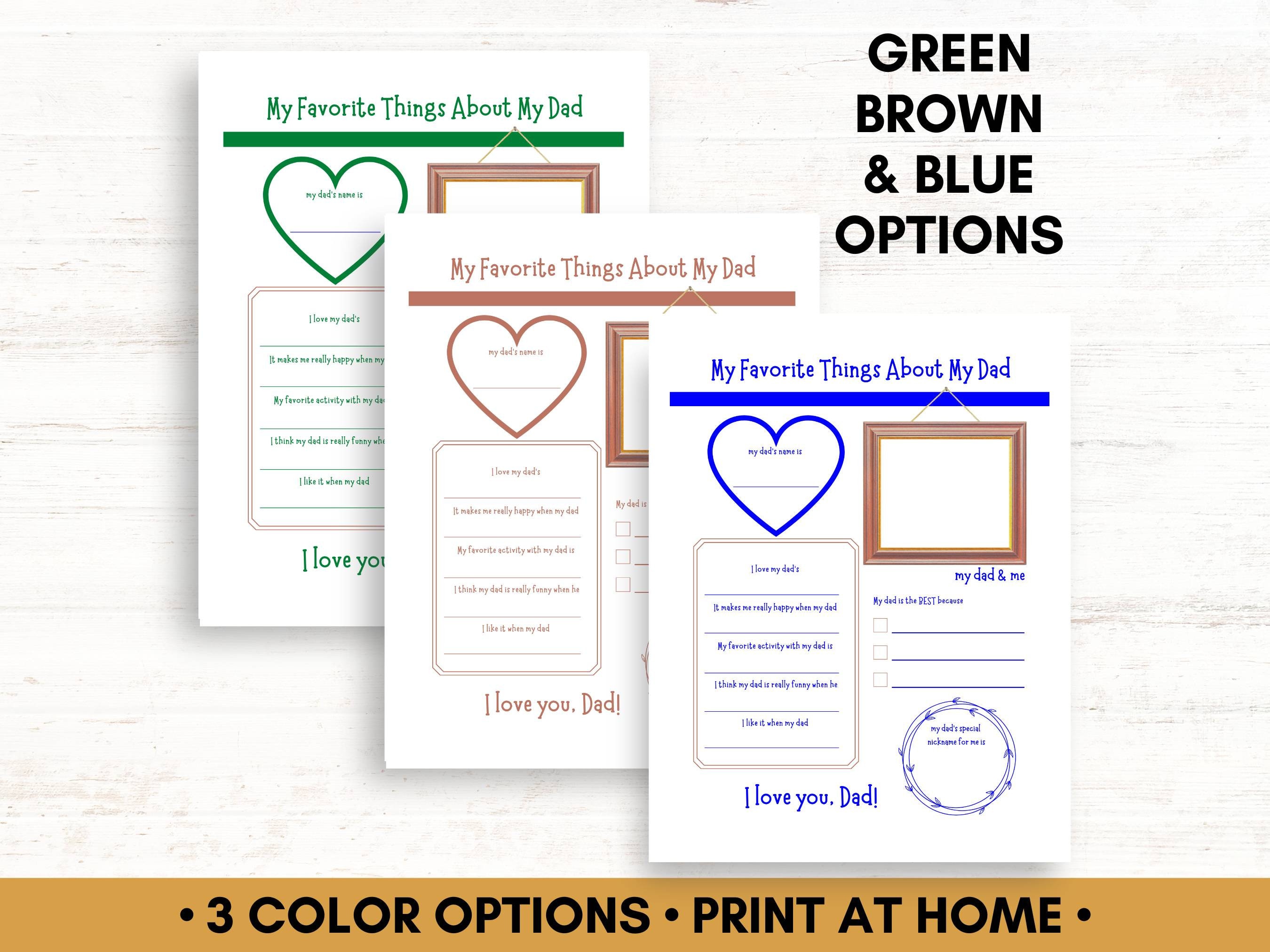 Printable "my Favorite Things About My Dad" Gift, Last-minute Gift for ...