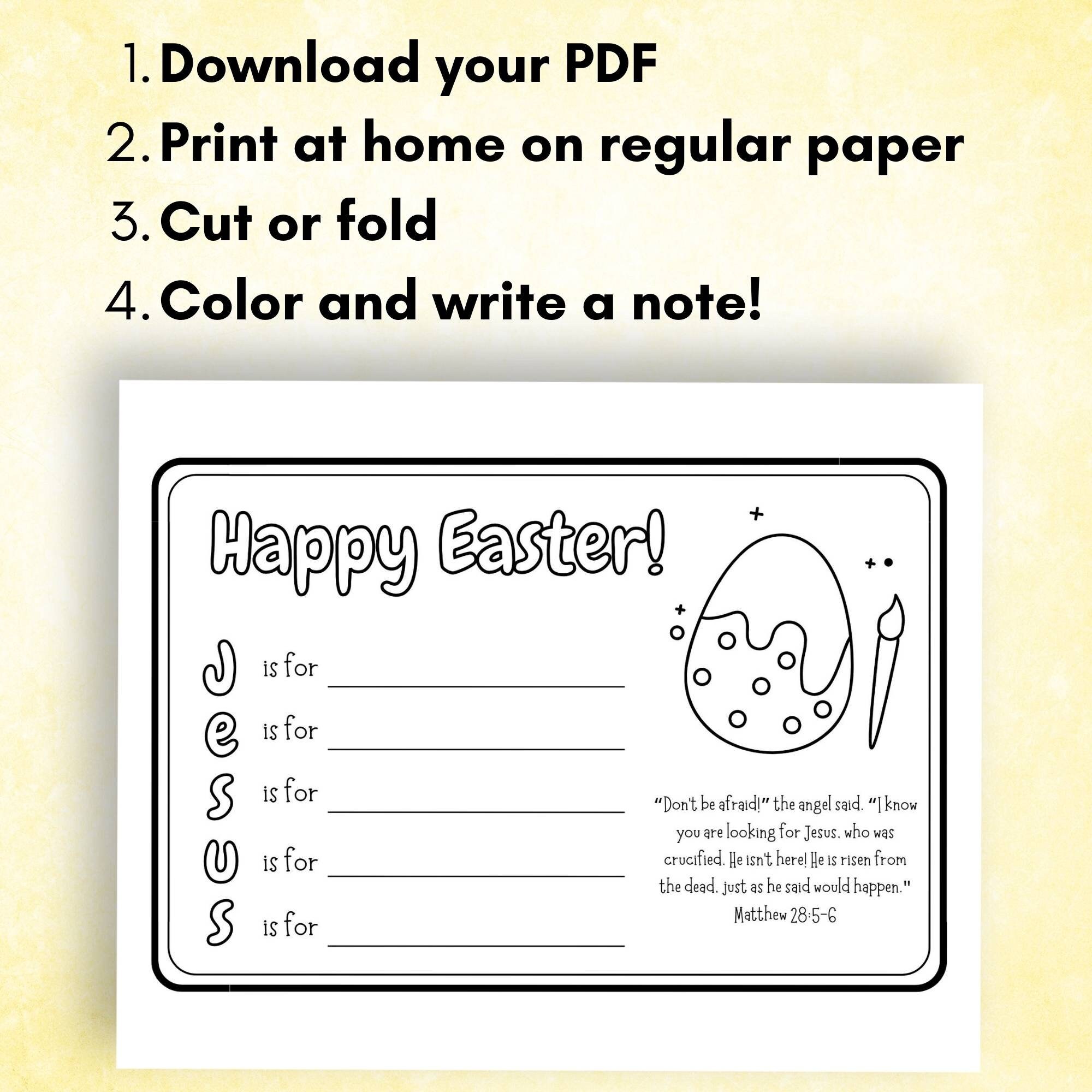 Religious Easter Cards for Kids to Color, Print at Home for Easy Kids ...