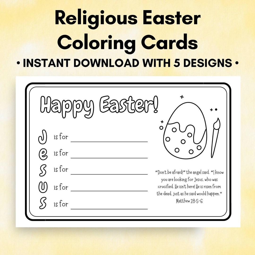 Religious Easter Cards for Kids to Color, Print at Home for Easy Kids ...