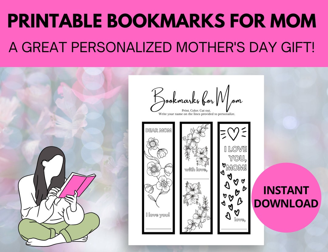 Printable Bookmarks for Mom That Kids Can Color and Personalize, Great ...