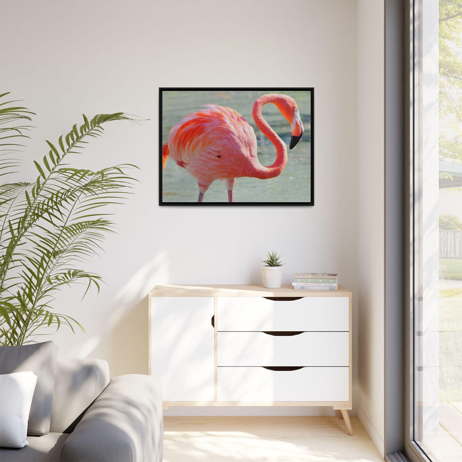 Pink Flamingo Framed Canvas Print | Tropical Home Decor - Etsy