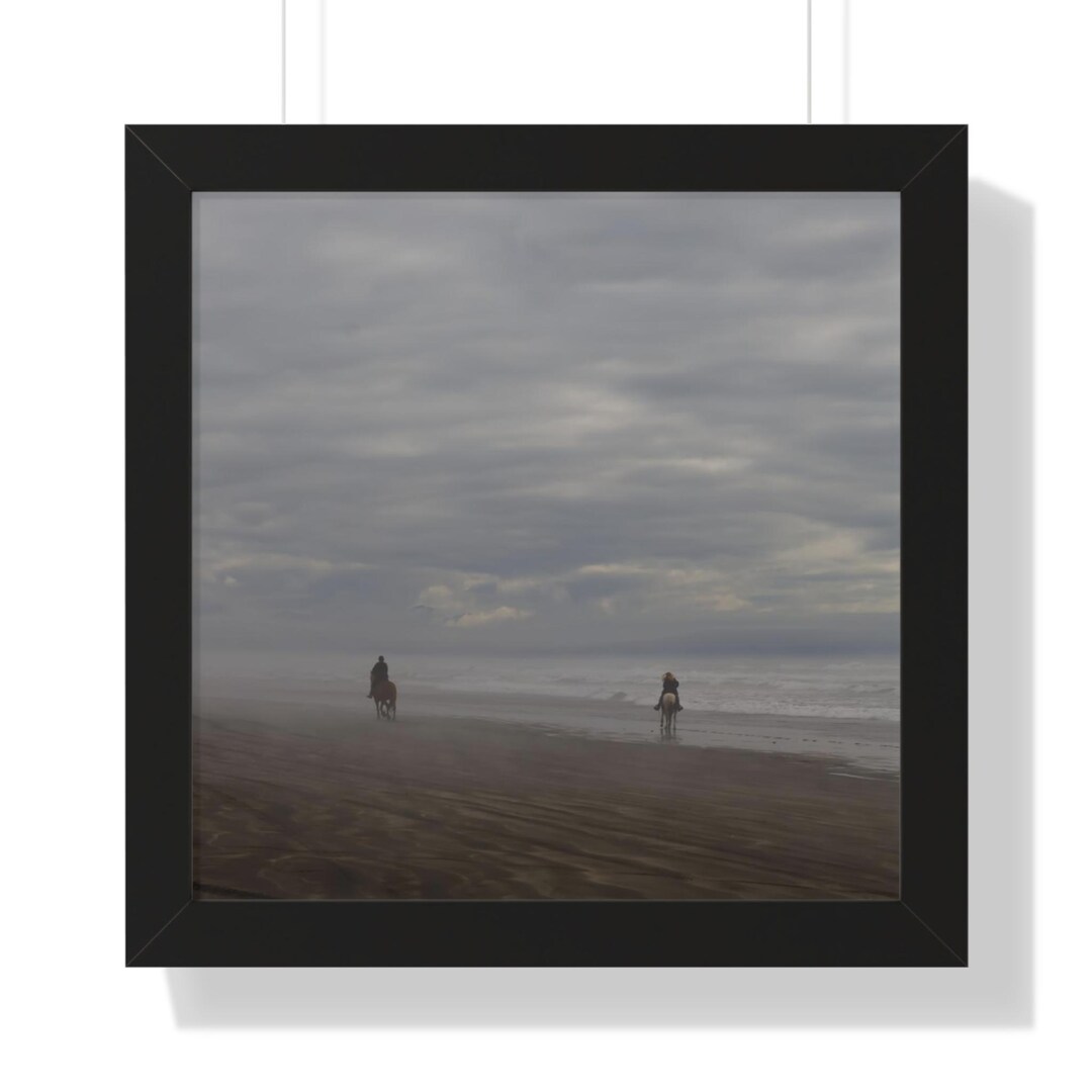 Oregon Coast Framed Poster | Horseback Riders Beach Photo - Etsy