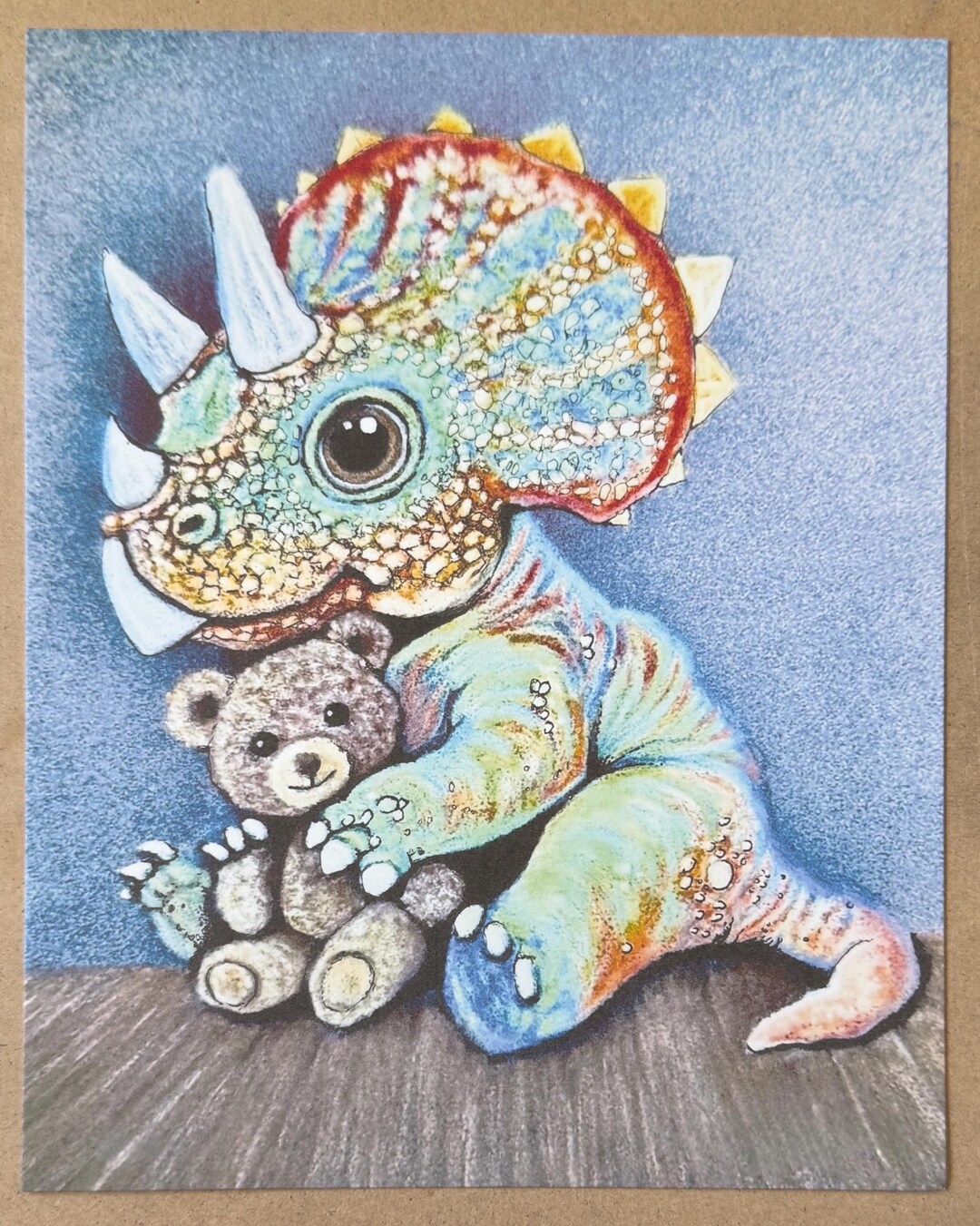 Baby Triceratops Dinosaur Art Print - 8x10 Nursery Wall Decor - Limited ...