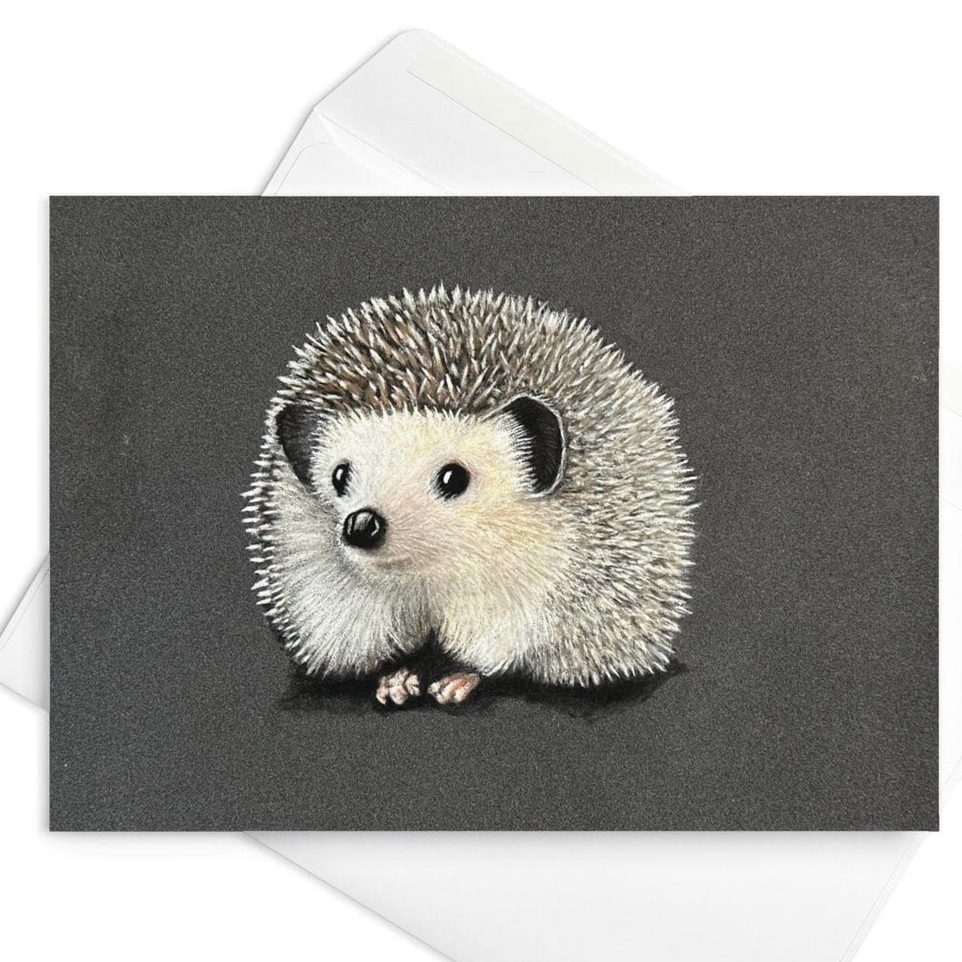 Hedgehog Greeting Card: Hand-drawn Animal Art Note Card - Etsy
