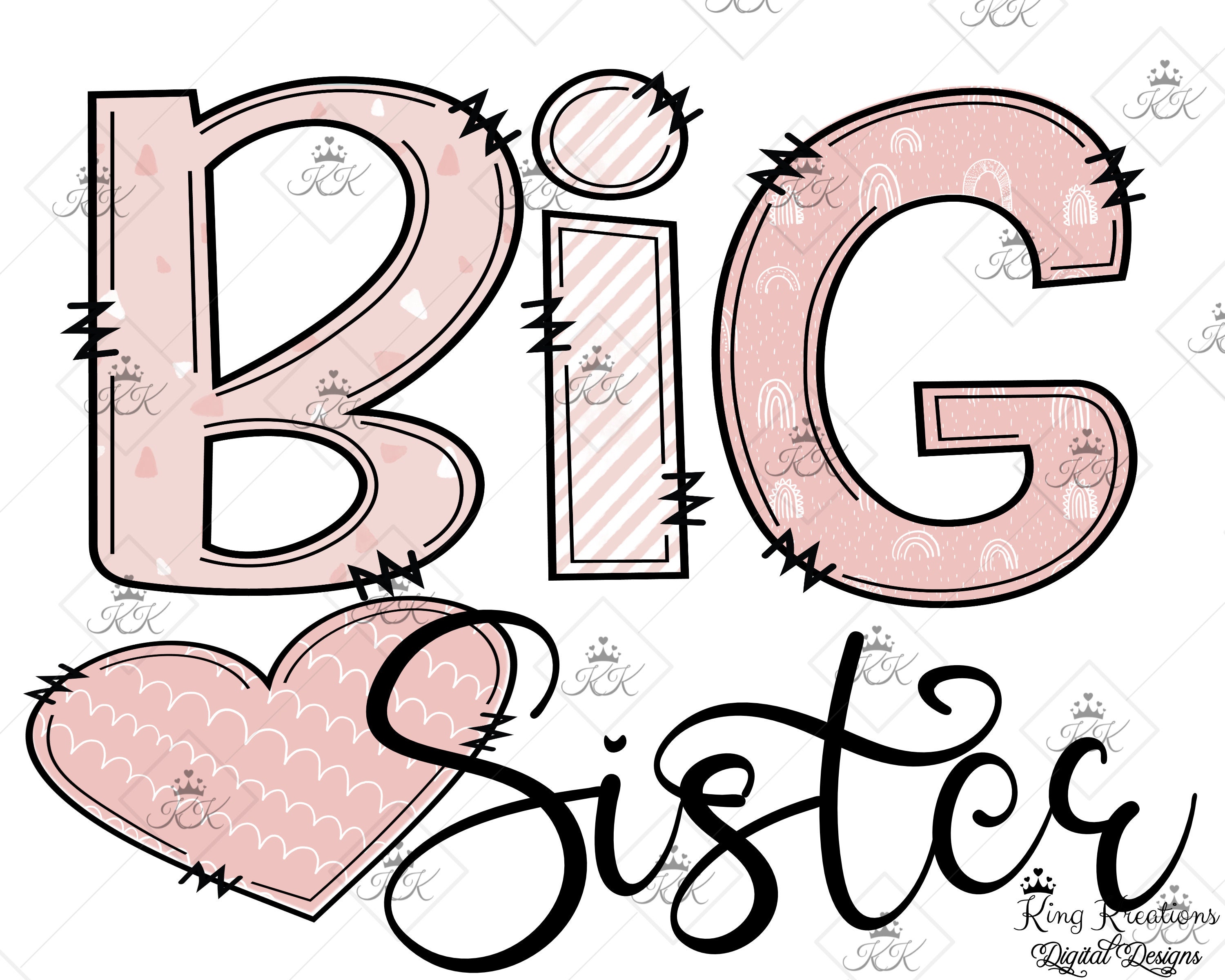 Big Sister Sublimation Design, Png Transparent, Sibling Design, Pink ...