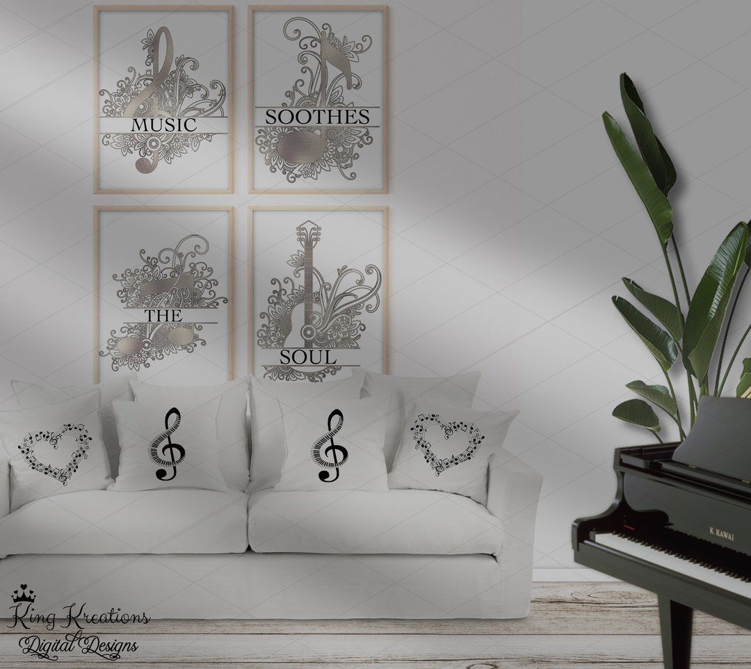 Music Notes Printable Digital Wall Art, Music Wall Art, Digital Wall ...