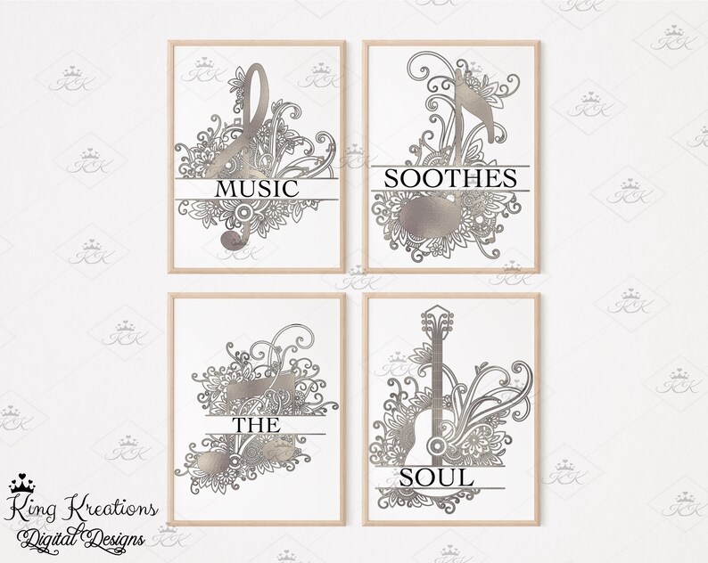 Music Notes Printable Digital Wall Art, Music Wall Art, Digital Wall ...