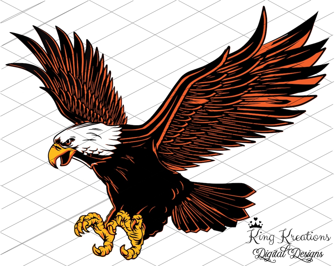 Eagle Clipart, Orange & Black Eagle Design, Eagle Sublimation Design ...