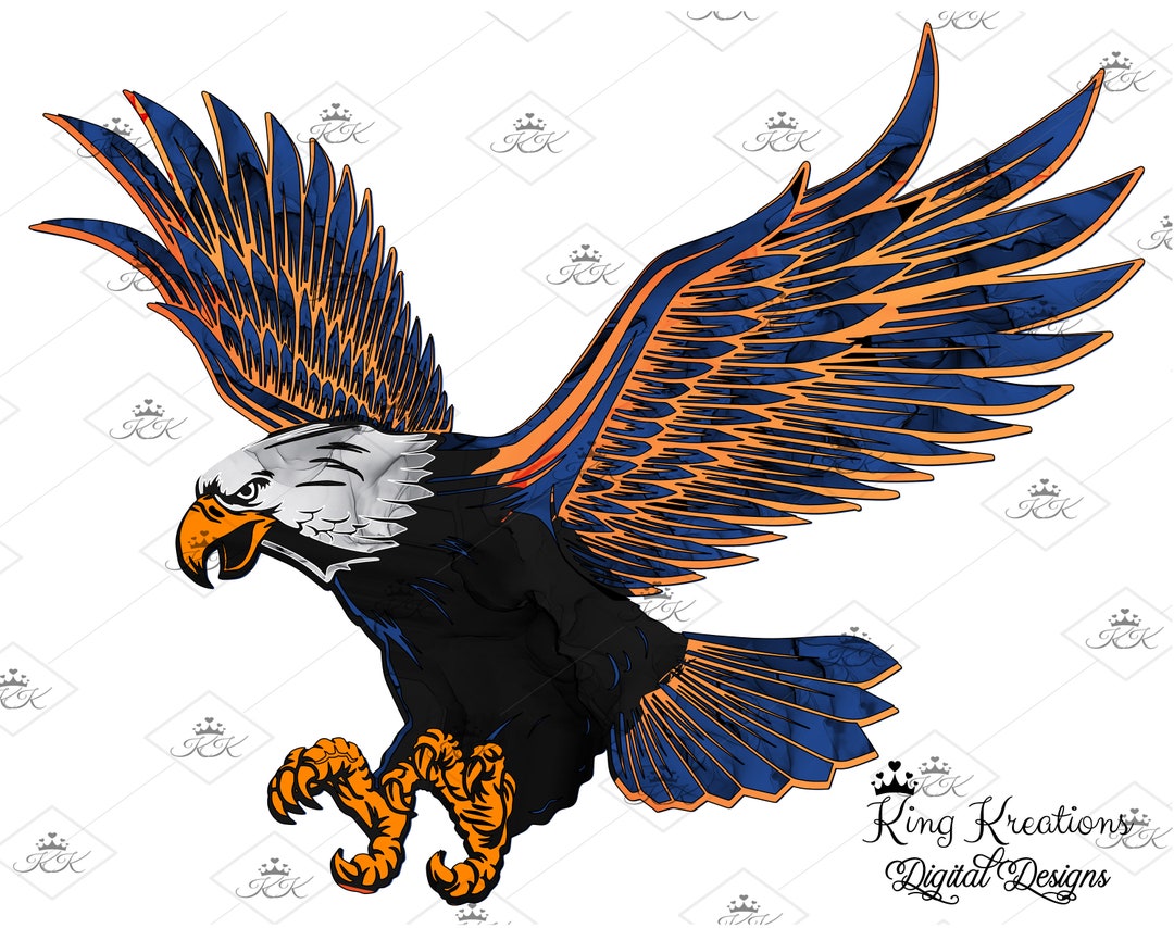 Eagle Clipart, Blue and Orange Eagle Design, Eagle Sublimation Design ...