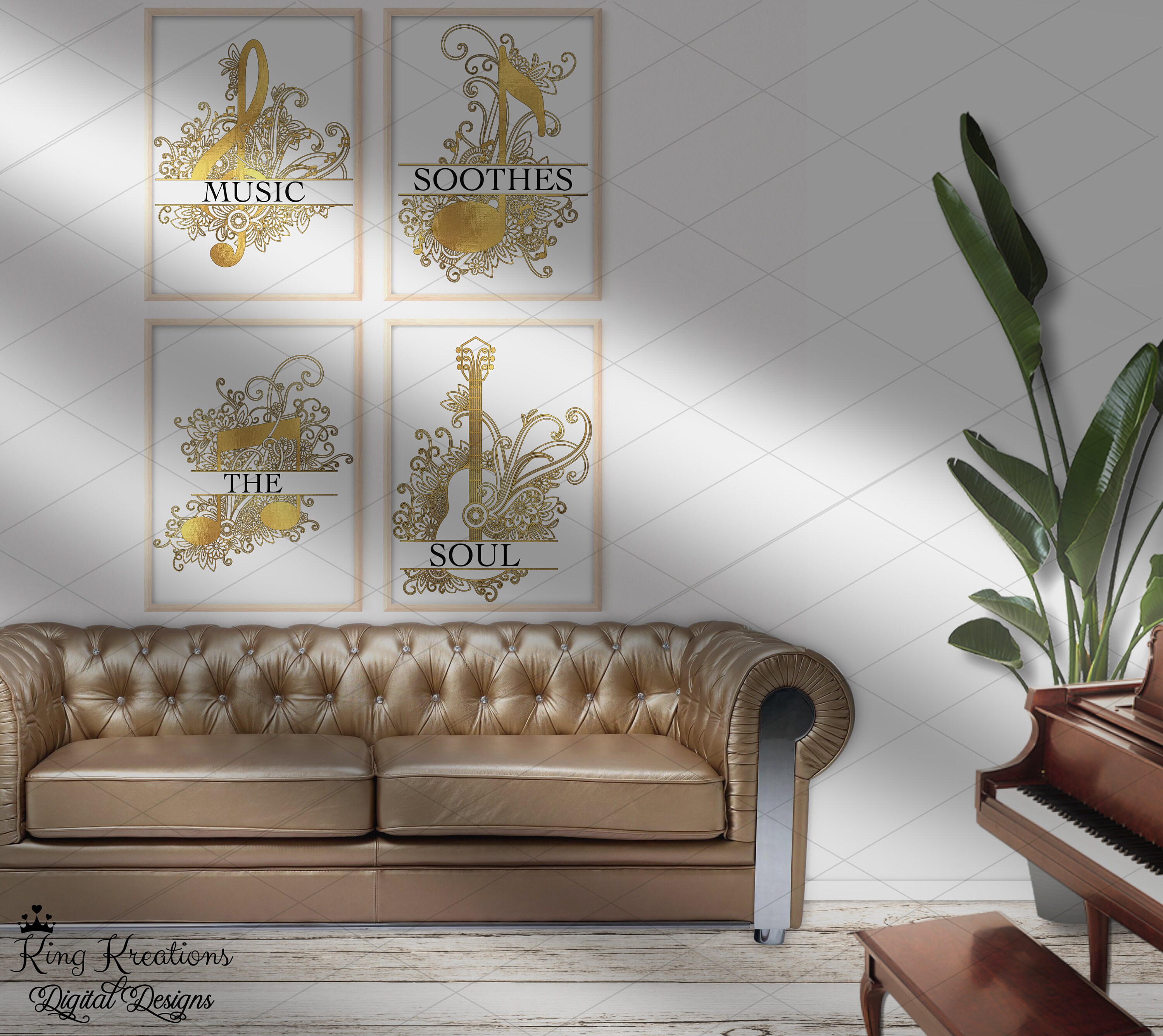 Music Notes Printable Digital Wall Art, Music Wall Art, Digital Wall ...