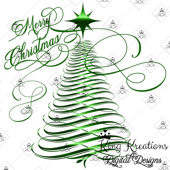 Christmas Clipart Green Ribbon Tree Design Christmas - Etsy
