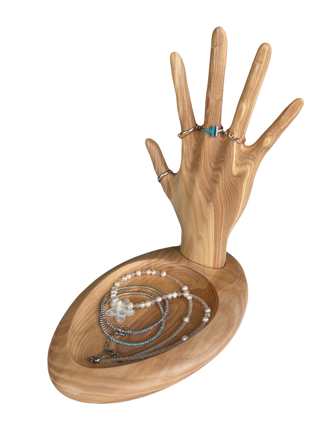 Jewelry Stand, Jewelry Holder, Wooden Hand, Hand-shaped Stand for Rings ...