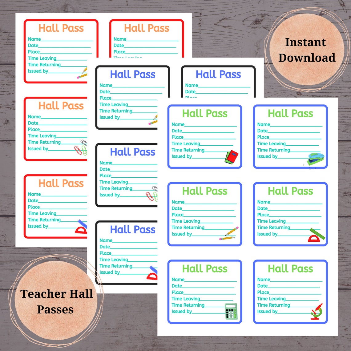 Hall Pass Printable Template for Teachers Classrooms - Etsy