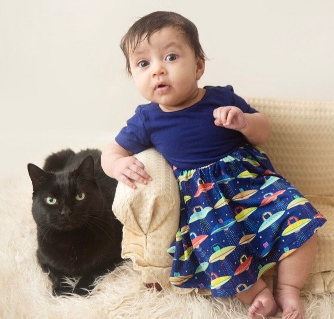 Meowter Space Bamboo Cats Print Bodysuit Twirl Dress STEM Science ...