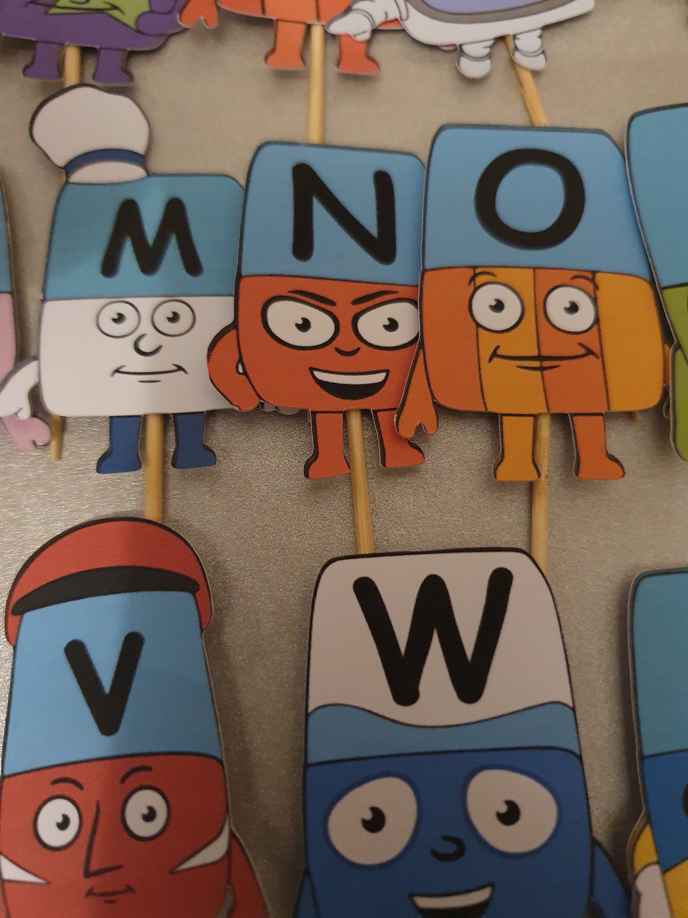 12 CBBC Alphablocks Cake Toppers Party Picks Canape Flags, Gruffalo ...