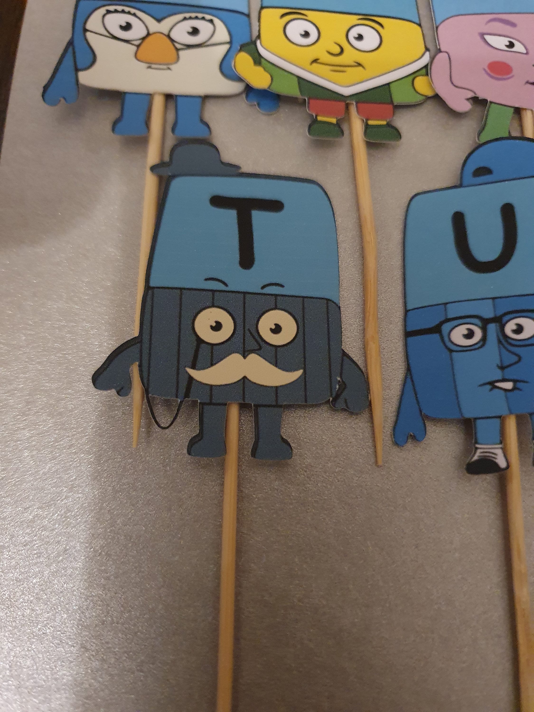 12 CBBC Alphablocks Cake Toppers Party Picks Canape Flags, Gruffalo ...