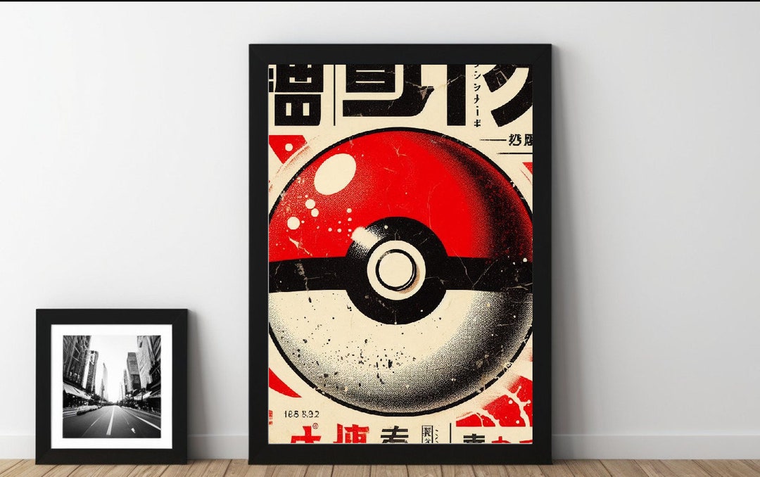 Pokemon pokeball Japanese Art Poster Vintage Style - Etsy