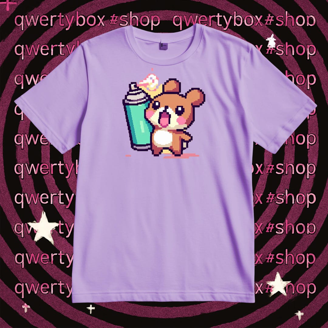 Pixel Art Tshirt Design * Bear Chibi With a Spray Can ###2025 - Etsy