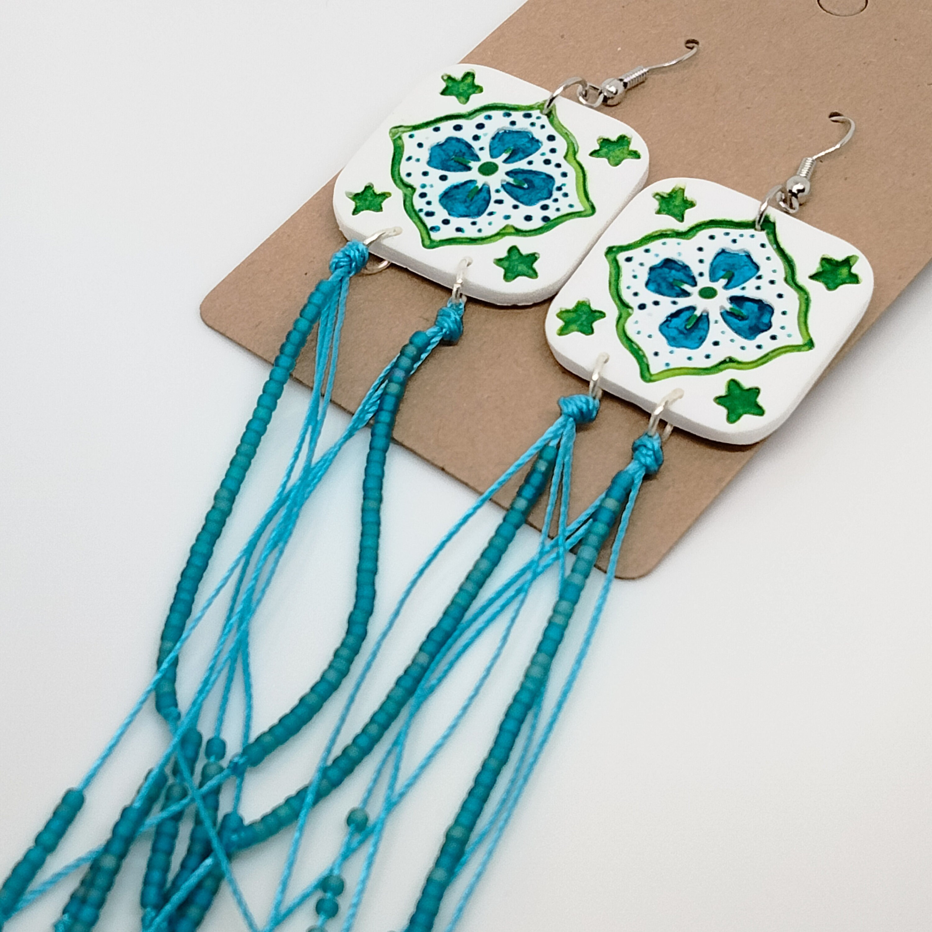 Talavera Tile Inspired Dangle Earrings, Lightweight Jewelry, Statement ...
