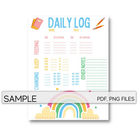 Baby Daily Log Daycare Chart Babysitter Chart Newborn - Etsy