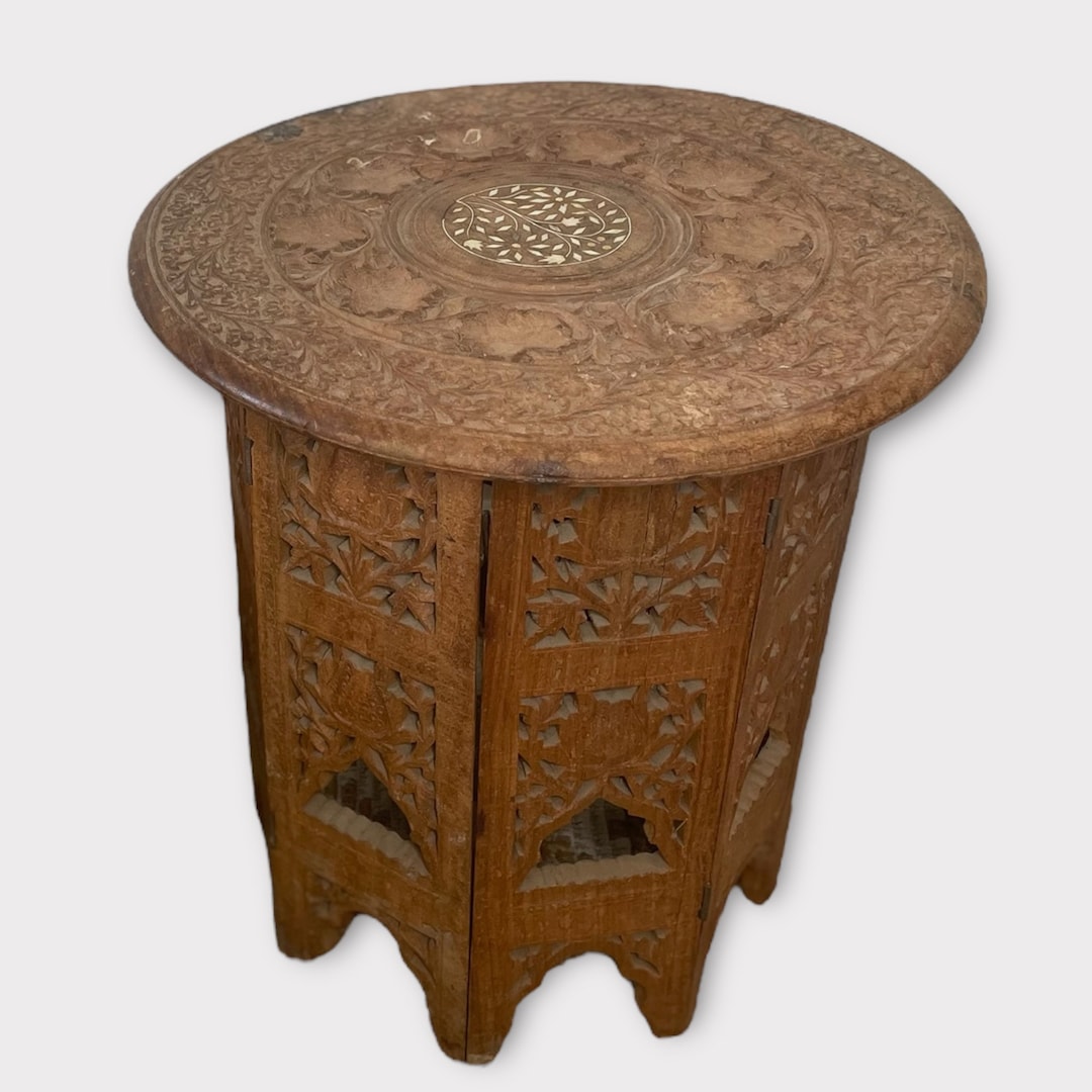 1950’s Teak Hexagon Folding Table With Bone Inlay - Made in India - Etsy