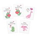 Dinosaur Valentines Day Cards - Set of 5 Cute and Whimsical Greeting ...