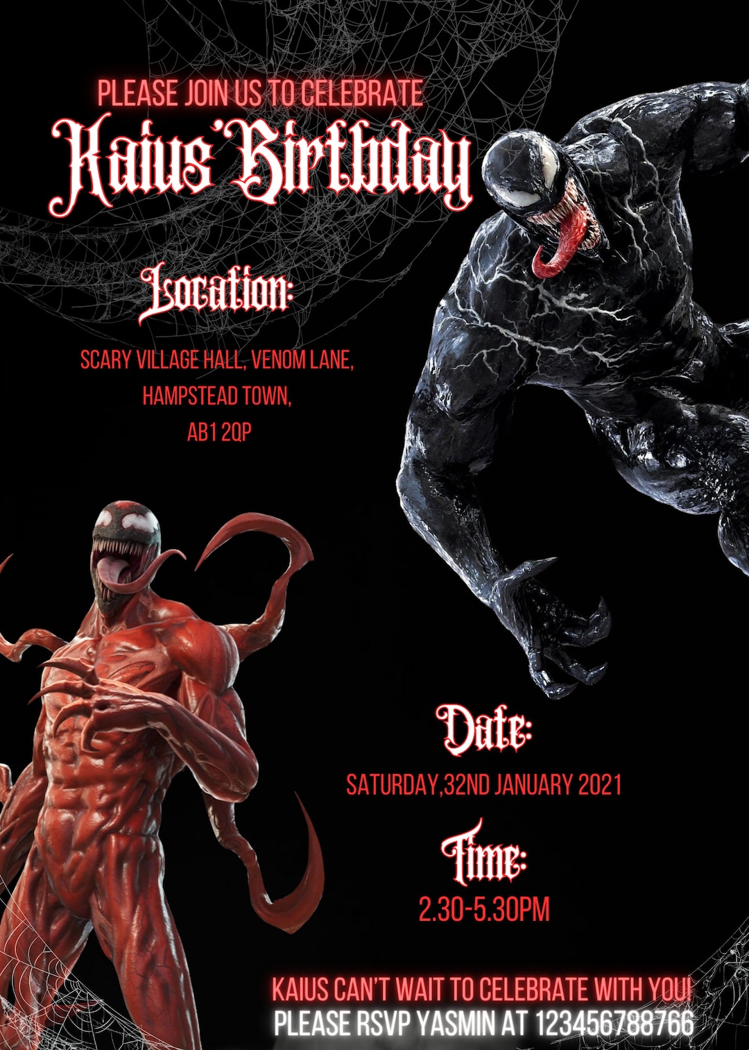 Venom Themed Party Invitation Animated Invitation - Etsy